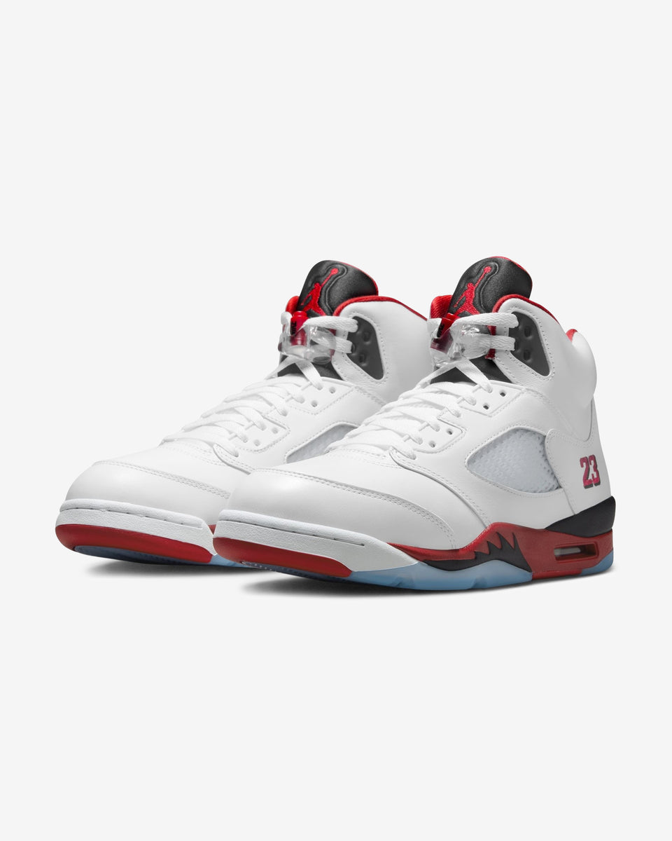 JORDAN AJ 5 RETRO - WHITE/ FIRERED/ BLACK – Undefeated